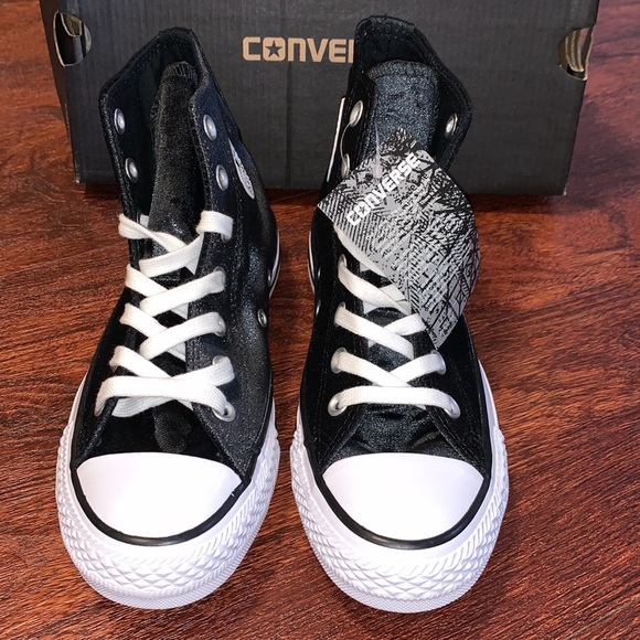 Converse | Shoes | Converse Velvet Hi Women Shoes Black White New ...